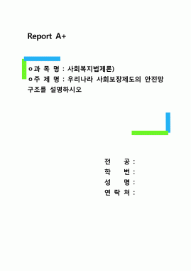 사회복지법제론)우리나라 사회보장제도의 안전망구조를 설명하시오-1페이지