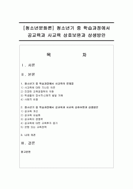 [청소년문화론] 청소년기 중 학습과정에서 공교육과 사교육 상호보완과 상생방안-1페이지