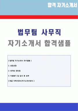 2020년 대기업/중견기업 법무팀 자기소개서 합격샘플 + 이력서양식 (법무사무직 법률팀법무팀 합격자소서/법무직 자기소개서예문)-1페이지