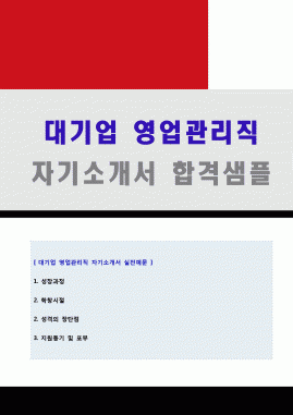 ◆ 대기업 영업관리직 자기소개서 실전샘플 + 이력서양식 (영업관리직 자기소개서/영업관리직 영업직 자소서/영업직 영업관리직 자기소개서지원동기)-1페이지