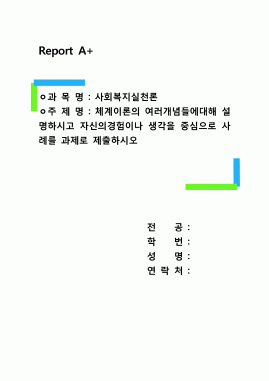 사회복지실천론)체계이론의 여러개념들에대해 설명하시고 자신의경험이나 생각을 중심으로 사례를 과제로 제출하시오-1페이지