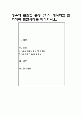 영유아 관찰법 유형 5가지 제시하고 일화기록 관찰사례를 제시하시오-1페이지