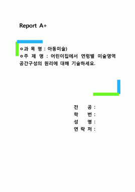 아동미술 ) 어린이집에서 연령별 미술영역 공간구성의 원리에 대해 기술하세요-1페이지