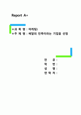 마케팅관련 ) 배달의 민족이라는 기업을 선정-1페이지