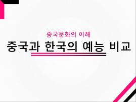 중국문화의 이해중국과 한국의 예능예능의 역사중국 예능의 발전한국과 중국의 예능 비교-1페이지