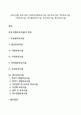 [보육기관] 보육시설의 종류(국공립보육시설 법인보육시설 직장보육시설 가정보육시설 부모협동보육시설 민간보육시설 특수보육시설)-1페이지