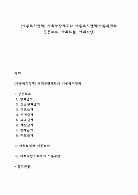 [아동복지정책] 사회보장제도와 아동복지정책(아동복지와 공공부조 사회보험 사회수당)-1페이지