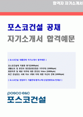 (2019년 포스코건설 자기소개서) 포스코건설 공채 자기소개서 합격예문 (포스코건설 자소서 자기소개서/포스코건설 자기소개서, 포스코건설 채용 자소서)-1페이지