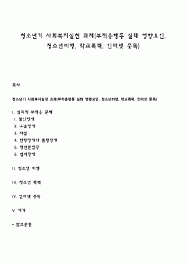 청소년기 사회복지실천 과제(부적응행동 실태 영향요인 청소년비행 학교폭력 인터넷 중독)-1페이지