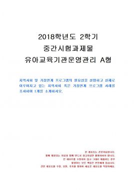 2018년 2학기 유아교육기관운영관리 중간시험과제물 A형(지역사회 및 가정연계 프로그램)-1페이지