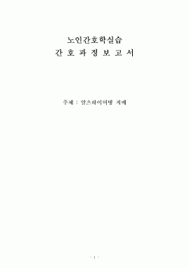 노인간호학 알츠하이머 치매 A+ 케이스자료 간호학과 실습 과제-1페이지