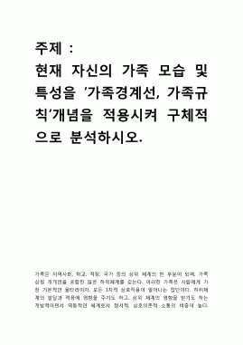 현재 자신의 가족 모습 및 특성을 가족경계선 가족규칙 개념을 적용시켜 구체적으로 분석하시오-1페이지