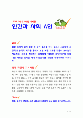 [2018 인간과사회A형][출처명기] 생활속에서 소재를 하나 골라서 사회학적 상상력과 분석적 시각을 통해 서술 사회란 무엇인가(이하생략)-1페이지