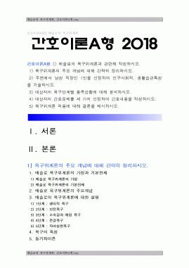 방송대 간호이론A형] 1)매슬로 욕구위계론의 주요개념 2)남성직장인 3)대상자의 욕구단계별 충족상황 4)대상자의 간호문제 세가지 간호내용 작성 5) 매슬로의 욕구위계론 적용 결론-1페이지