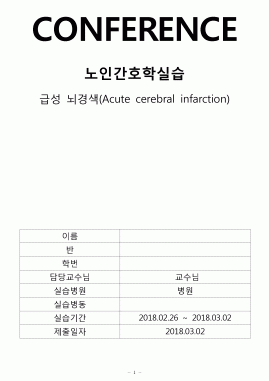 노인간호학에이플자료 뇌경색-1페이지