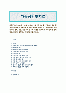 [가족상담및치료] 가족문제가 드러나는 소설 드라마 영화 중 하나를 선택 핵심 줄거리를 요약 고무울타리 원가족과의 분화 기만 이중구속 가족문제 분석 해결책-1페이지