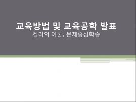 교육방법 및 교육공학 발표켈러의 이론문제중심학습켈러의 학습동기 설계이론ARCS 모형문제중심학습(PBL)문제중심학습의  특징-1페이지