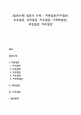 [집단유형] 집단의 유형 - 치료집단(지지집단 교육집단 성장집단 치유집단 사회화집단) 과업집단 자조집단-1페이지