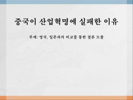 중국 산업혁명산업혁명 실패중국의 실패 원인상층계층의 하향부재아편전쟁해금정책이란해외교류난징 조약 체결-1페이지