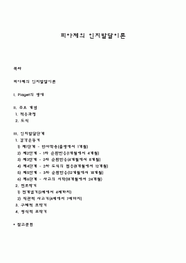 [사회과학] 피아제의 인지발달이론 피아제의 생애, 인지발달 단계에 대하여-1페이지