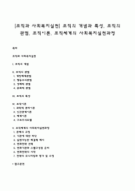 [조직과 사회복지실천] 조직의 개념과 특성 조직의 관점 조직이론 조직체계의 사회복지실천과정-1페이지