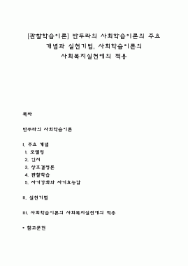 [관찰학습이론] 반두라의 사회학습이론의 주요 개념과 실천기법 사회학습이론의 사회복지실천에의 적용-1페이지