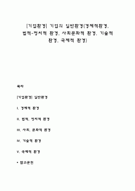 [기업환경] 기업의 일반환경(경제적환경 법적-정치적 환경 사회문화적 환경 기술적 환경 국제적 환경)-1페이지