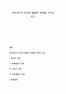 청소년기의 도덕성 발달에 영향을 미치는 요인-1페이지