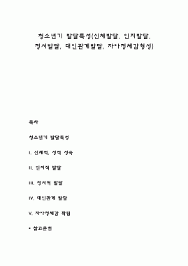 청소년기 발달특성(신체발달 인지발달 정서발달 대인관계발달 자아정체감형성)-1페이지