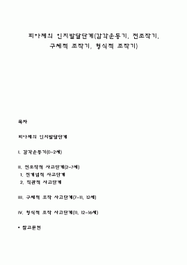 [사회과학] 피아제의 인지발달단계(감각운동기 전조작기 구체적 조작기 형식적 조작기) -1페이지