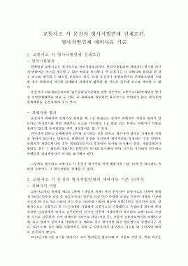 교통사고 시 운전자 형사처벌면제 전제조건 형사처벌면제 예외사유 기준 16가지-1페이지