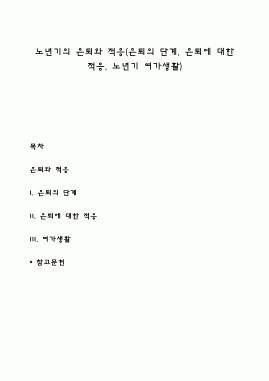 노년기의 은퇴와 적응(은퇴의 단계 은퇴에 대한 적응 노년기 여가생활)-1페이지