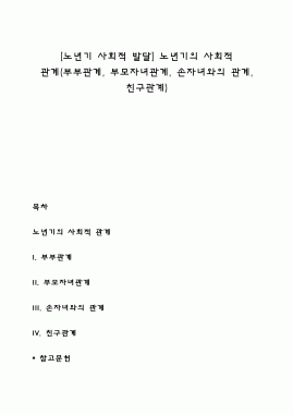 [노년기 사회적 발달] 노년기의 사회적 관계(부부관계 부모자녀관계 손자녀와의 관계 친구관계)-1페이지