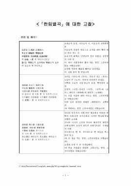 「한림별곡」에 대한 고찰(본문 해석 내용 요약 주제 기존 논의의 검토)-1페이지