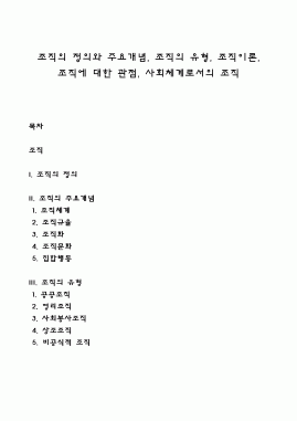 조직의 정의와 주요개념 조직의 유형 조직이론 조직에 대한 관점 사회체계로서의 조직-1페이지