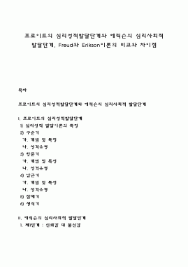 프로이트의 심리성적발달단계와 에릭슨의 심리사회적 발달단계 Freud와 Erikson이론의 비교와 차이점-1페이지