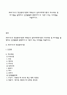 [사회과학] 프로이드(Freud)의 정신분석이론과 에릭슨(Erikson)의 심리사회적이론의 주요내용 및 차이점을 설명하고 인간발달과 관련하여 두 이론이 주는 시사점을 서술하시오-1페이지