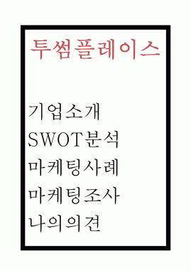 투썸플레이스 기업분석과 SWOT분석및 마케팅전략분석및 투썸플레이스 마케팅조사와 대안제시및 나의의견정리-1페이지