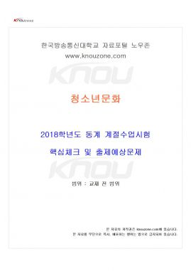 2018년 동계계절시험 청소년문화 시험범위 핵심체크-1페이지