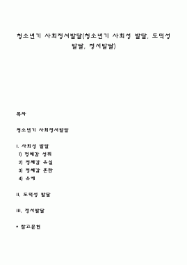 청소년기 사회정서발달(청소년기 사회성 발달, 도덕성 발달, 정서발달)-1페이지