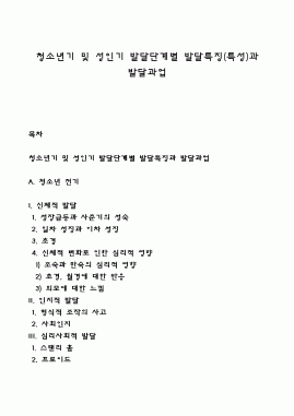 청소년기 및 성인기 발달단계별 발달특징(특성)과 발달과업-1페이지