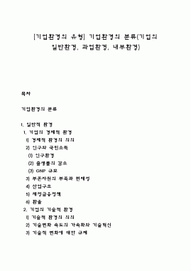 [기업환경의 유형] 기업환경의 분류(기업의 일반환경, 과업환경, 내부환경)-1페이지