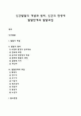 인간발달의 개념과 원리, 인간의 전생애 발달단계와 발달과업-1페이지