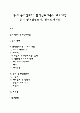 [융의 분석심리학] 분석심리이론의 주요개념 융의 성격발달단계 분석심리치료-1페이지