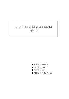 놀잇감의 특징과 유형에 따라 분류하여 기술하시오-1페이지