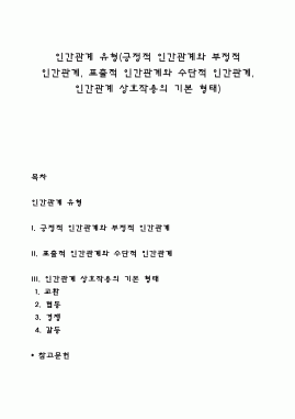 인간관계 유형(긍정적 인간관계와 부정적 인간관계, 표출적 인간관계와 수단적 인간관계, 인간관계 상호작용의 기본 형태)-1페이지