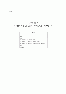 지방분권화에 따른 문제점과 개선방향 - 사회복지의 지방분권 문제점에 대한 해결방안-1페이지