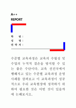 [ 수준별 교육과정은 교육의 수월성 및 수업의 누적적 결손을 방지할 수 있는 좋은 수단이다 교육 선진국에서 행해지고 있는 수준별 교육과정 운영 사례를 살펴보고 이 교육과정이 성공적으로 우리 교육현장에 정착-1페이지