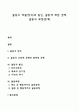 갈등의 개념(정의)과 원인 갈등에 대한 견해 갈등의 과정(단계)-1페이지