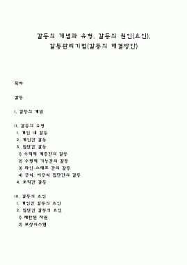 갈등의 개념과 유형 갈등의 원인(요인) 갈등관리기법(갈등의 해결방안)-1페이지